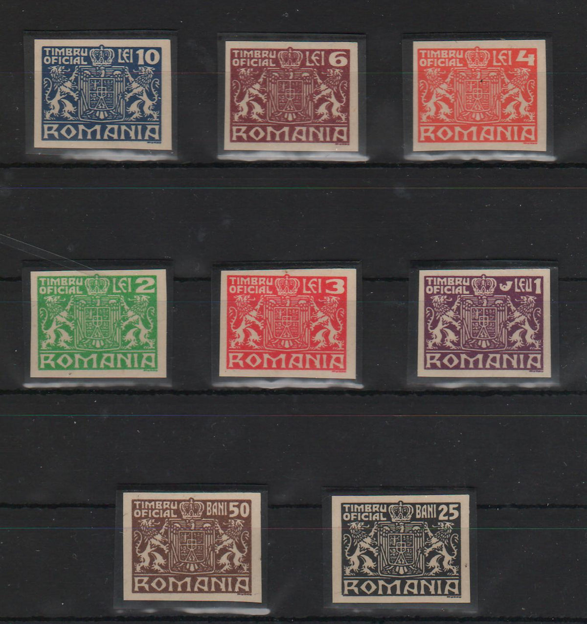Timbre Romania 1931 Emisiunea Timbru Oficial Stema sprijinita de doi ...