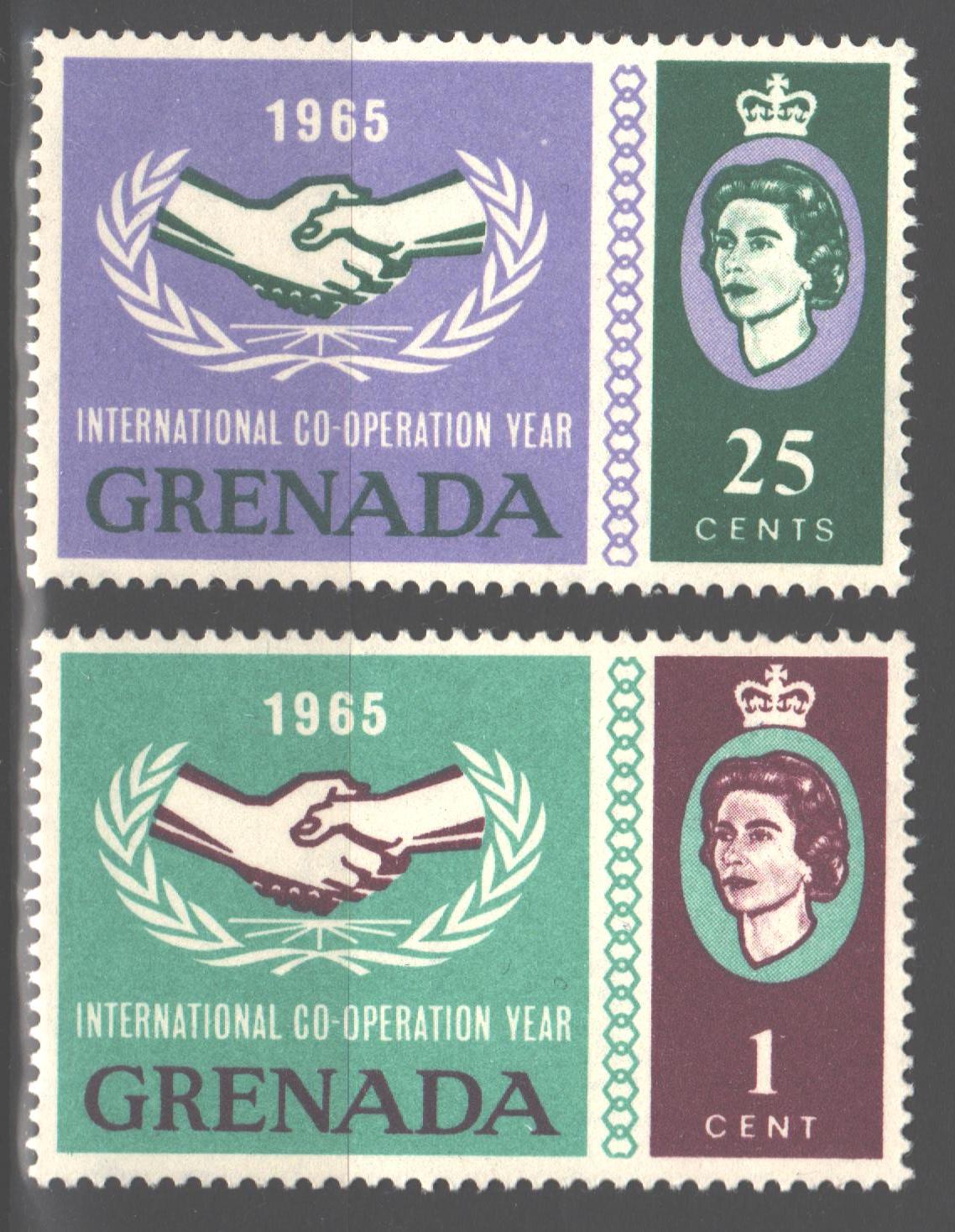 Timbre Grenada 1965 Intl. Cooperation Year Issue Scott #207-208 c.v. 0. ...
