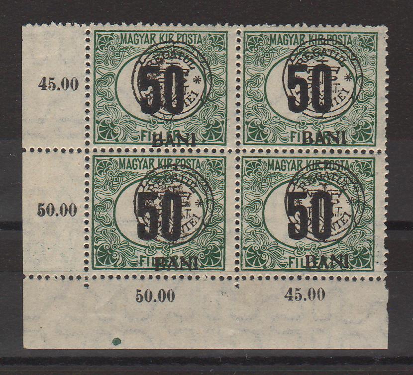 Timbre Romania 1919 Emisiunea Cluj PORTO 50BANI negru supratipar ...