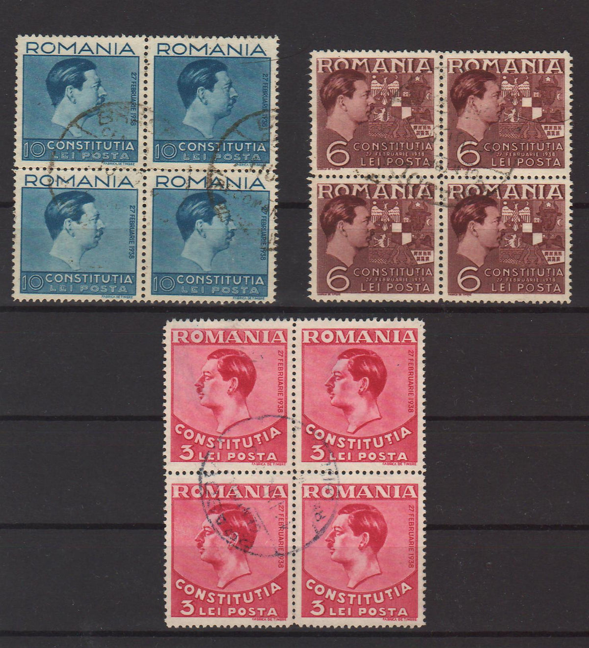 Timbre Romania 1938 Constitutia bloc x4(TIP A) la 8.00 lei RON in ...