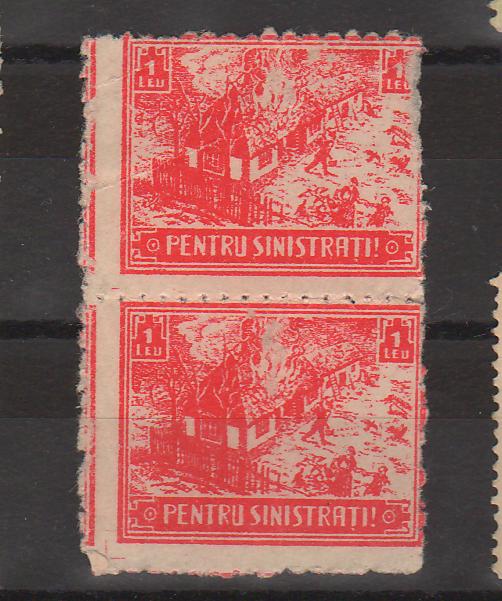Timbre Romania Fondul pentru sinistrati pereche (TIP A) la 25.00 lei ...
