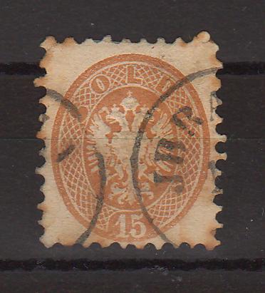 Timbre Romania 1864 Austria Levant Stema in oval 15Sld stampila ...