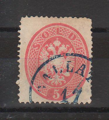 Timbre Romania 1863 Austria Levant Stema in oval 5Sld stampila ...