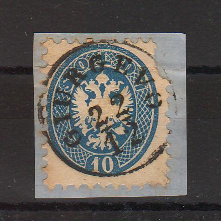 Timbre Romania 1864 Austria Levant Stema in oval 10Sld stampila ...